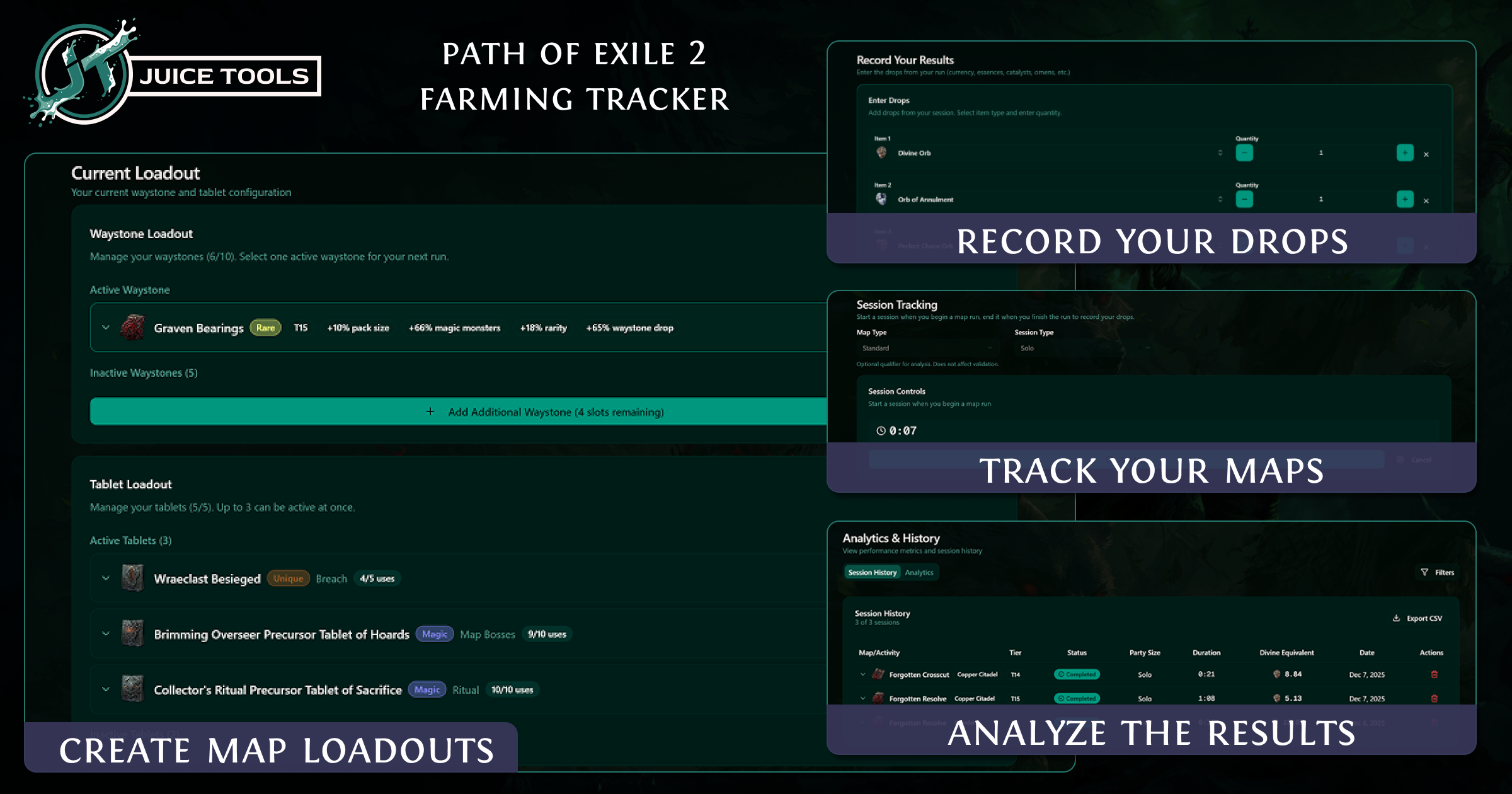 Juice Tools | POE2 Farming Tracker & Map Juicing Tool